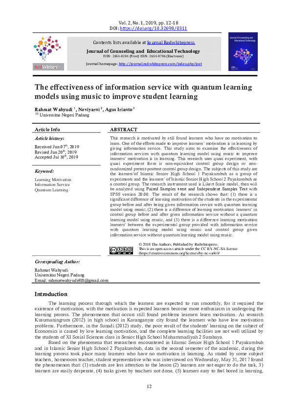 (PDF) The effectiveness of information service with quantum learning ...
