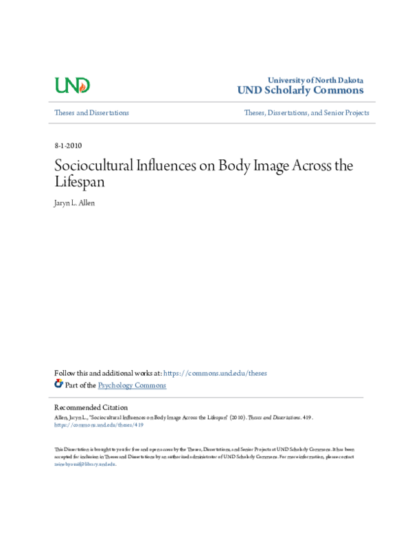 (PDF) Sociocultural Influences on Body Image Across the Lifespan