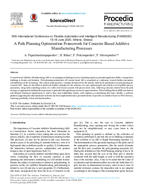 (PDF) A Path Planning Optimization Framework for Concrete Based ...