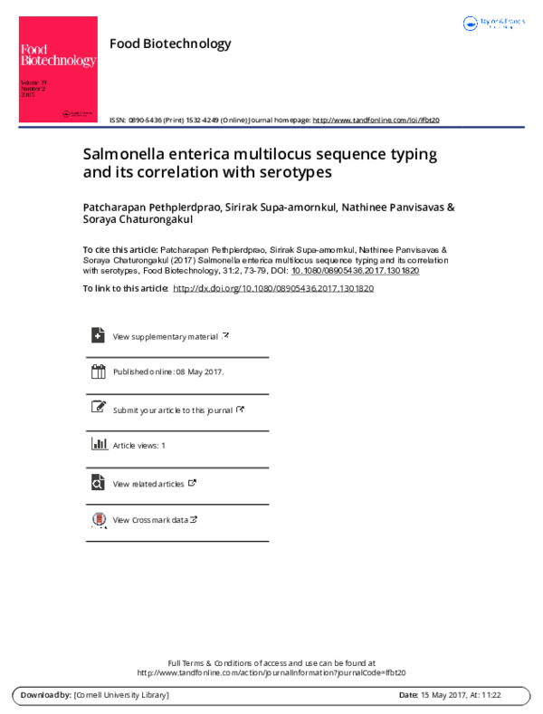 (PDF) Salmonella enterica multilocus sequence typing and its ...