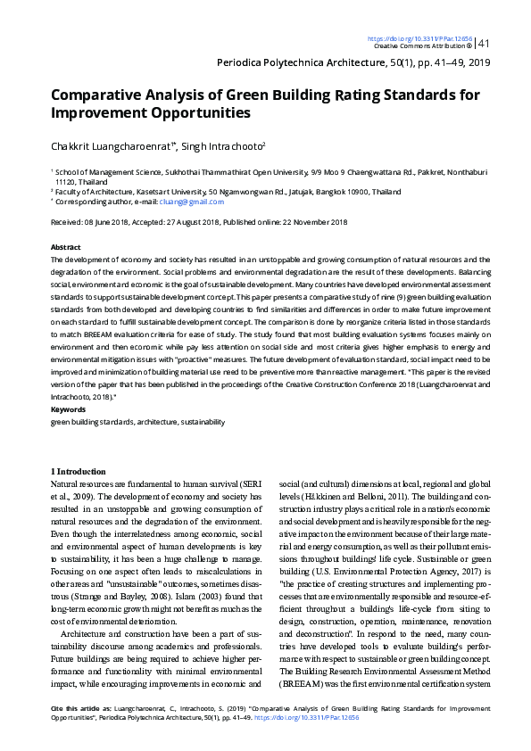 (PDF) Comparative Analysis of Green Building Rating Systems for ...