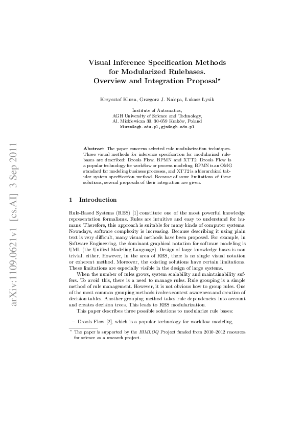 Pdf Visual Inference Specification Methods For Modularized Rulebases Overview And Integration