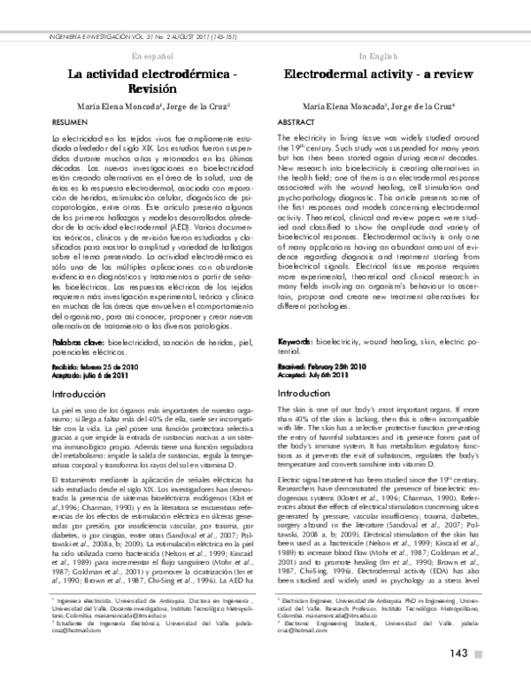 (PDF) Electrodermal activity - a review