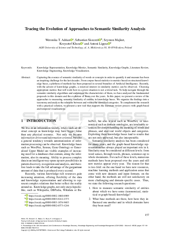 (PDF) Tracing the Evolution of Approaches to Semantic Similarity Analysis