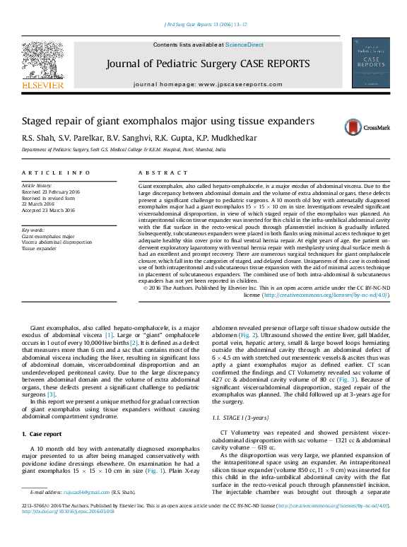 (PDF) Staged repair of giant exomphalos major using tissue expanders