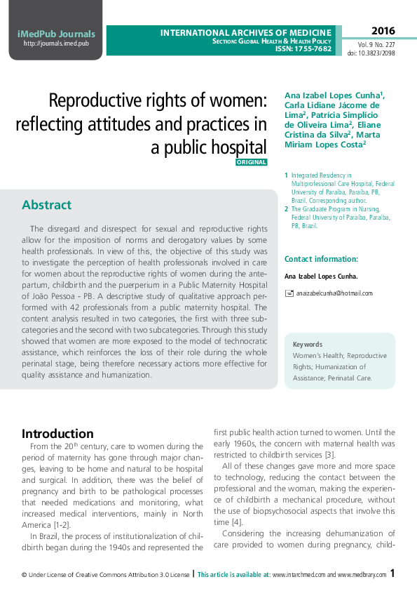 (PDF) Reproductive rights of women: reflecting attitudes and practices ...