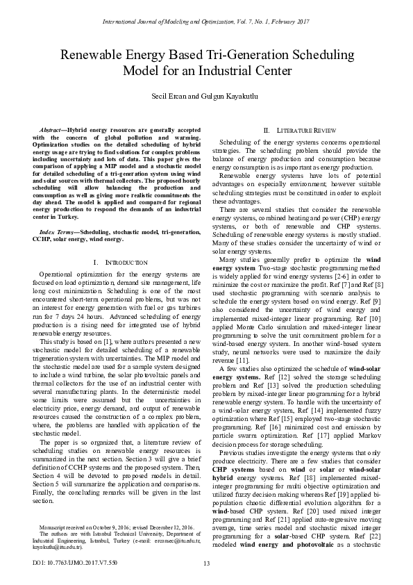 (PDF) Renewable Energy Based Tri-Generation Scheduling Model for an ...