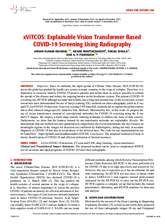 (PDF) xViTCOS: Explainable Vision Transformer Based COVID-19 Screening ...