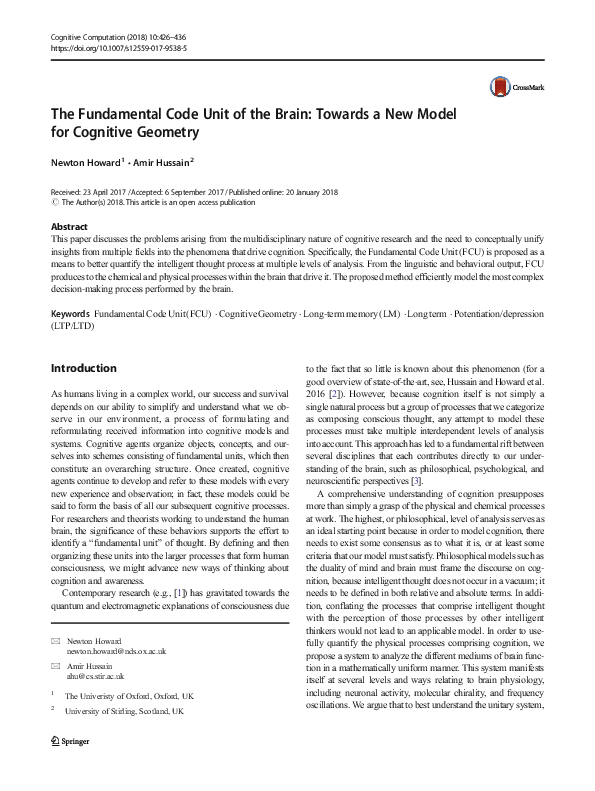 (PDF) The Fundamental Code Unit of the Brain: Towards a New Model for ...