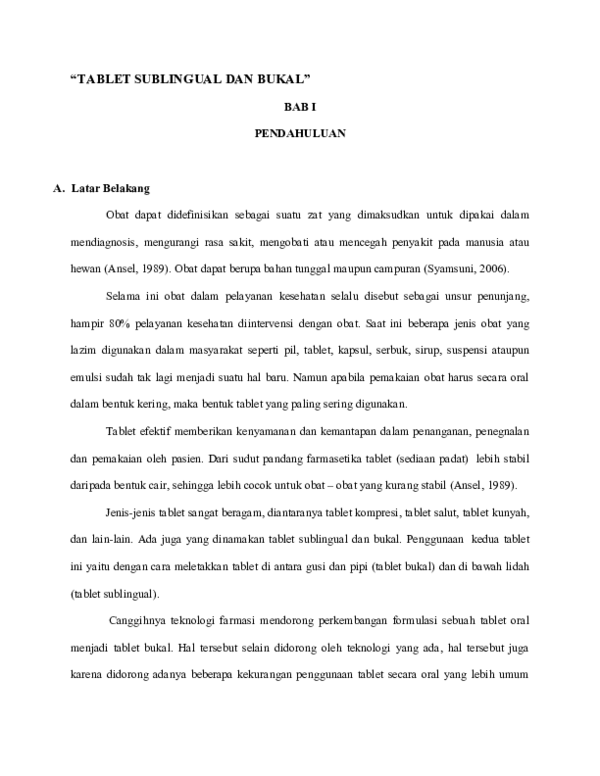 (DOC) TABLET SUBLINGUAL DAN BUKAL