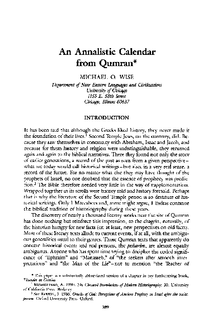 (PDF) Essene Calendar Insights from Qumran