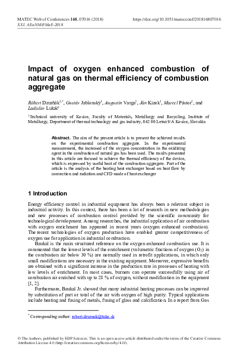 (PDF) Impact of oxygen enhanced combustion of natural gas on thermal ...