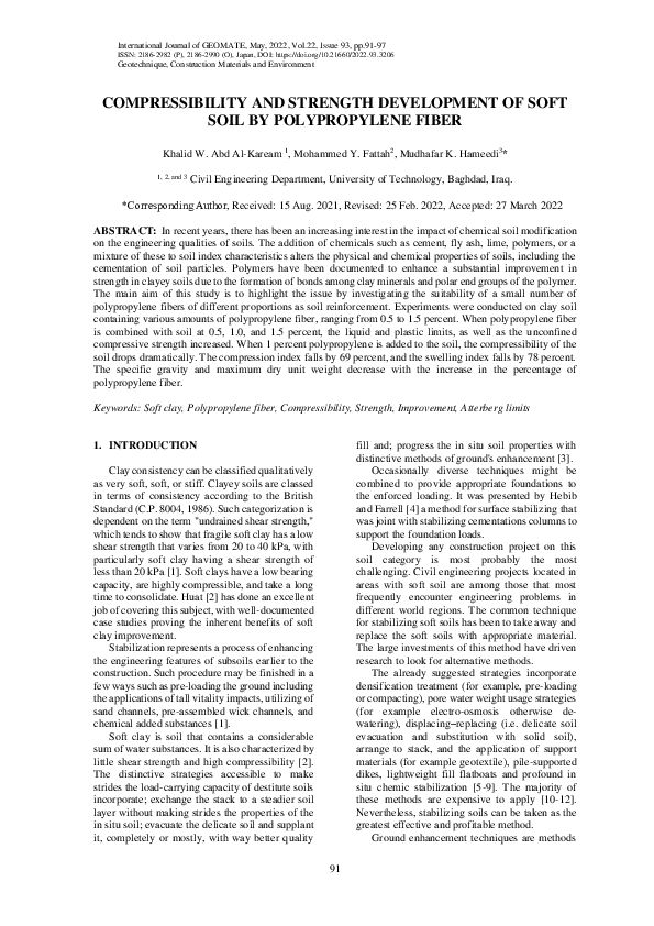 (PDF) Compressibility and Strength Development of Soft Soil by ...