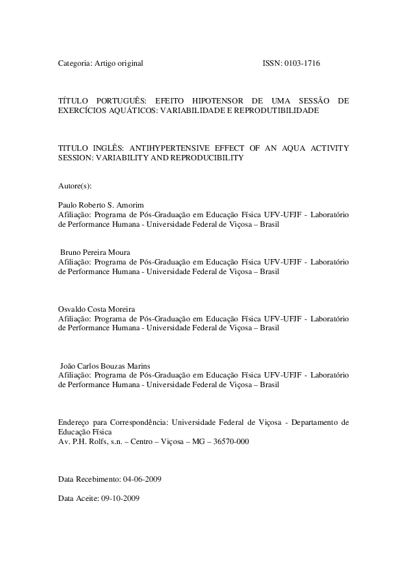 (PDF) Efeito Hipotensor De Uma Sessão De Exercícios Aquáticos ...