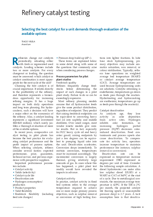 (PDF) Refinery catalyst testing