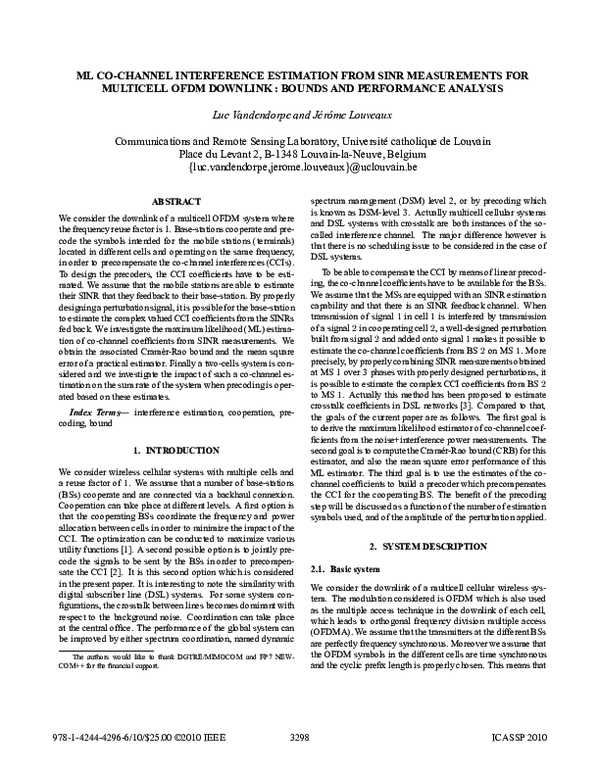 (PDF) ML co-channel interference estimation from SINR measurements for ...