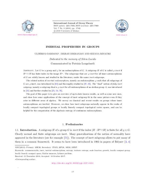 (PDF) Inertial properties in groups | Ulderico Dardano - Academia.edu