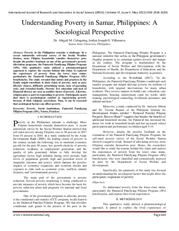 (PDF) Understanding Poverty in Samar, Philippines: A Sociological ...