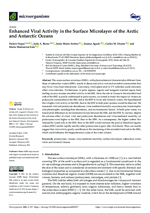 (PDF) Enhanced Viral Activity in the Surface Microlayer of the Arctic ...