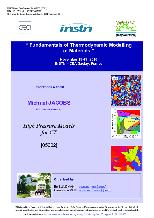 (PDF) High Pressure Models for Computational Thermodynamics | michel jacobs - Academia.edu