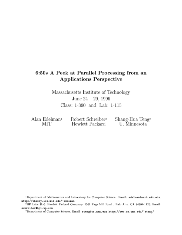 (PDF) 6: 50s A Peek at Parallel Processing from an Applications Perspective | S. Teng - Academia.edu
