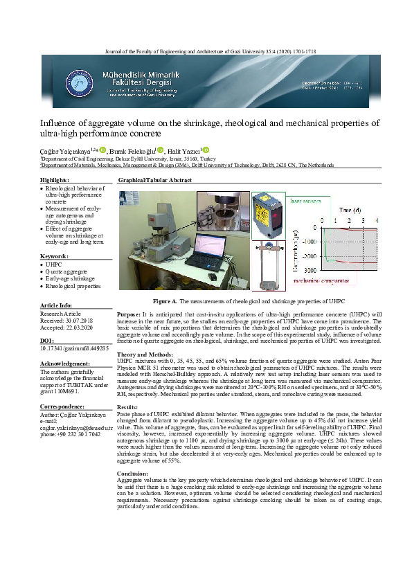 (PDF) Agrega hacminin ultra yüksek performanslı betonun büzülme ...
