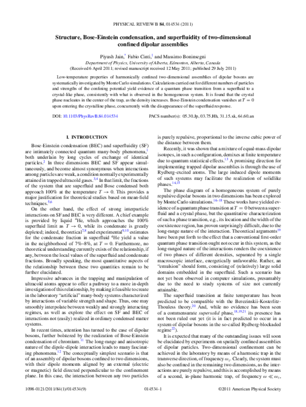 (PDF) Structure, Bose-Einstein condensation, and superfluidity of two-dimensional confined ...