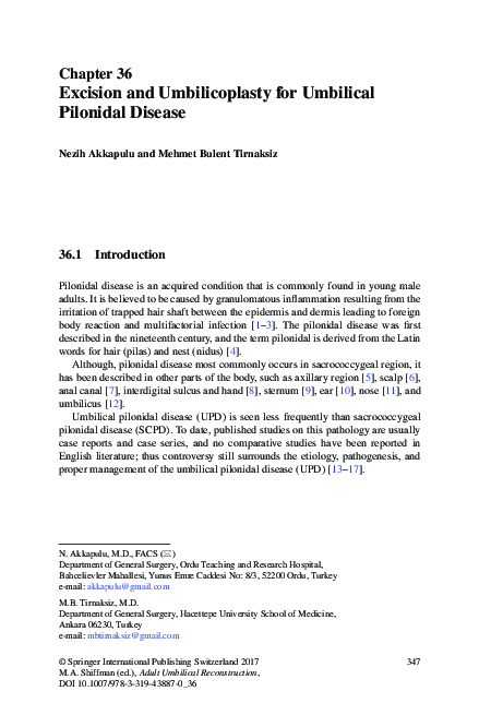 (PDF) Excision and Umbilicoplasty for Umbilical Pilonidal Disease ...