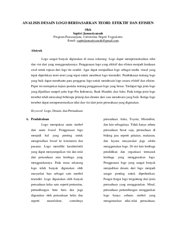 (PDF) ANALISIS DESAIN LOGO BERDASARKAN TEORI: EFEKTIF DAN EFISIEN