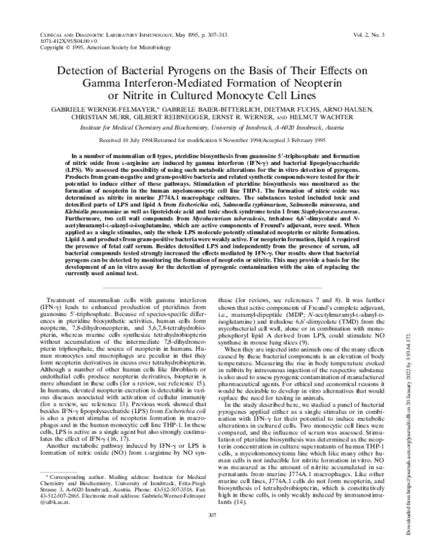 (PDF) Detection of bacterial pyrogens on the basis of their effects on ...