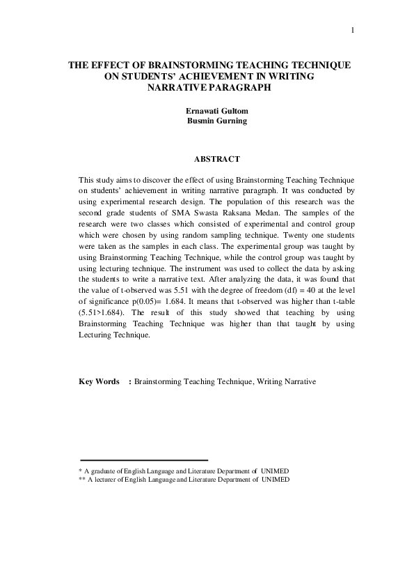 (PDF) The Effect of Brainstorming Teaching Technique on Students ...