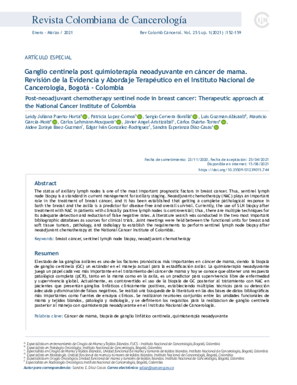 (PDF) Ganglio centinela post quimioterapia neoadyuvante en cáncer de ...