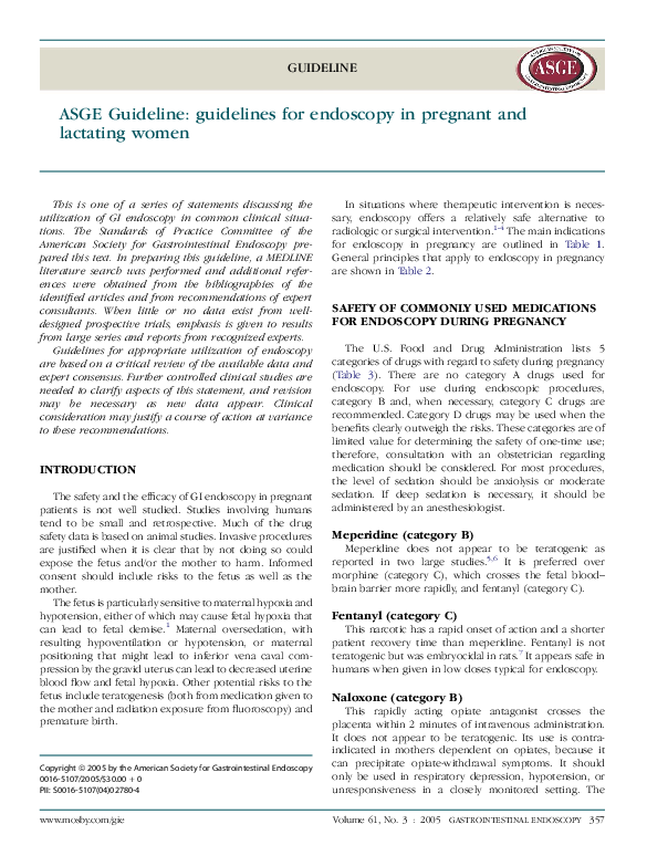 (PDF) ASGE Guideline: guidelines for endoscopy in pregnant and ...