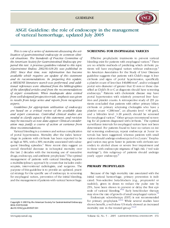 Pdf Endoscopic Management Of Variceal Hemorrhage