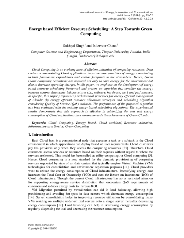(PDF) Energy based Efficient Resource Scheduling: A Step Towards Green Computing
