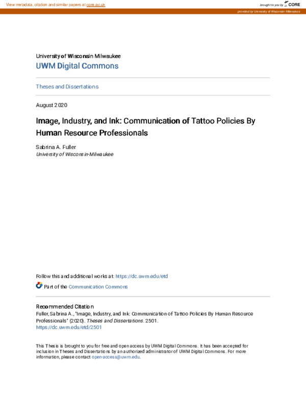 (PDF) Image, Industry, and Ink: Communication of Tattoo Policies By ...