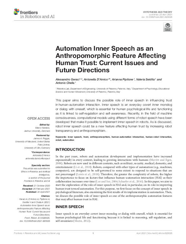 (PDF) Automation Inner Speech as an Anthropomorphic Feature Affecting ...