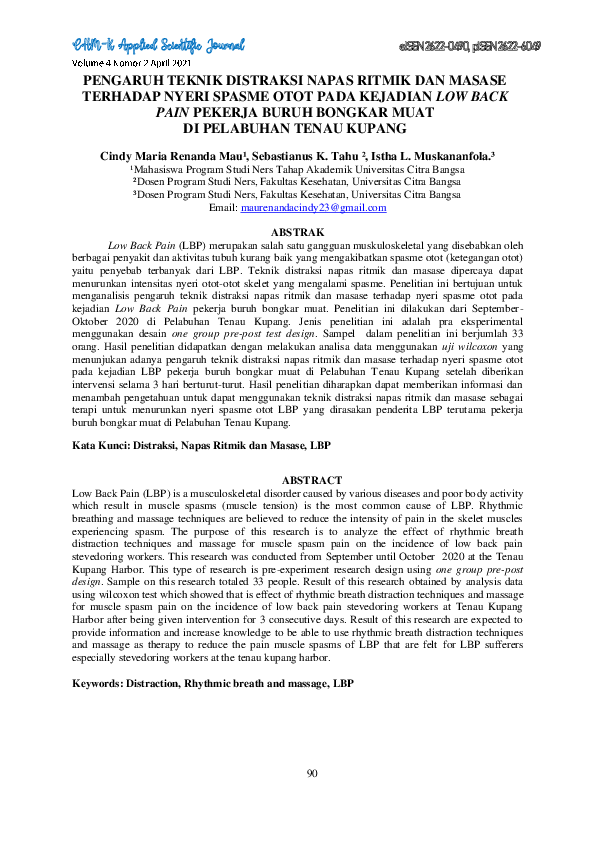 (PDF) Pengaruh Teknik Distraksi Napas Ritmik Dan Masase Terhadap Nyeri ...