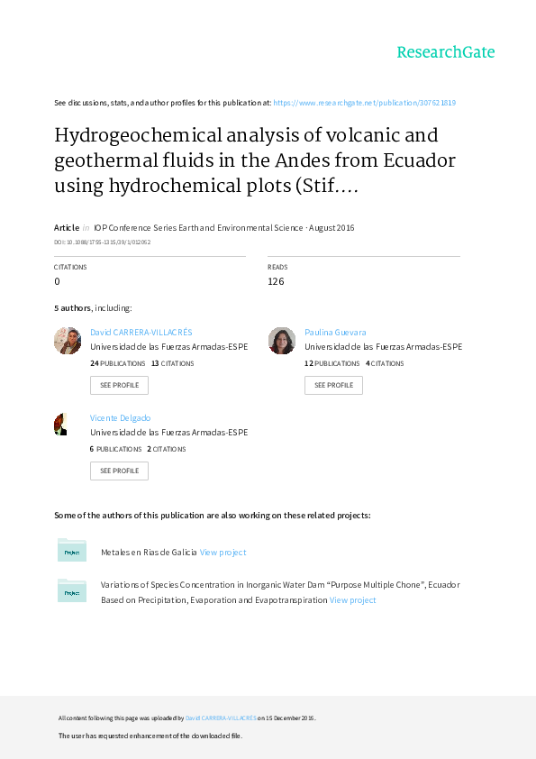 (PDF) Hydrogeochemical analysis of volcanic and geothermal fluids in ...