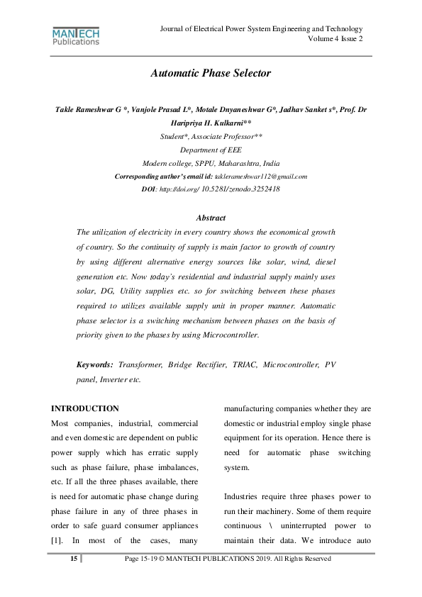 Pdf Automatic Phase Selector