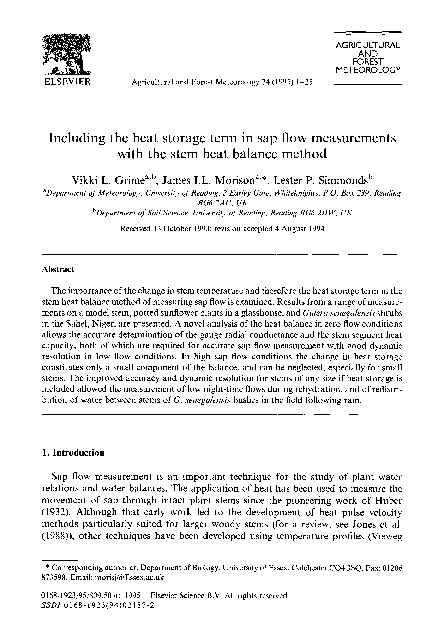 (PDF) Including the heat storage term in sap flow measurements with the ...