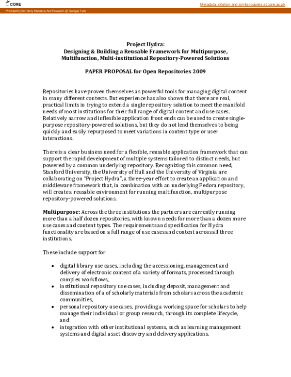 (PDF) Project Hydra: Designing & Building a Reusable Framework for ...