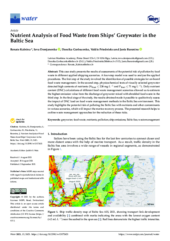 (PDF) Nutrient Analysis of Food Waste from Ships’ Greywater in the ...