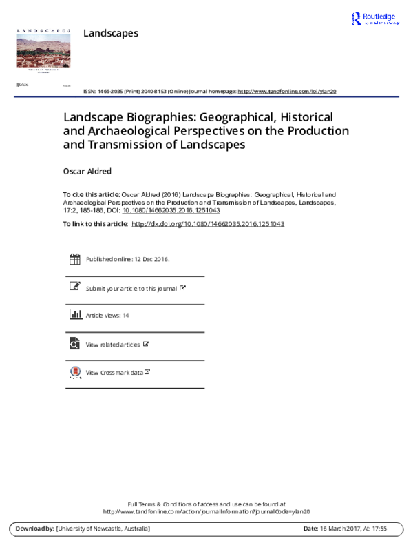 (PDF) Landscape biographies: geographical, historical, and ...