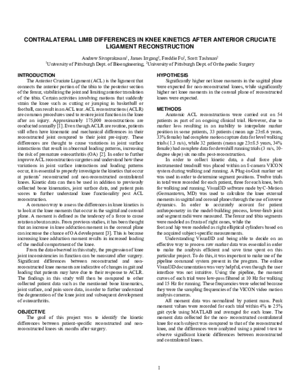 (PDF) Contralateral Limb Differences in Knee Kinetics and Correlations ...