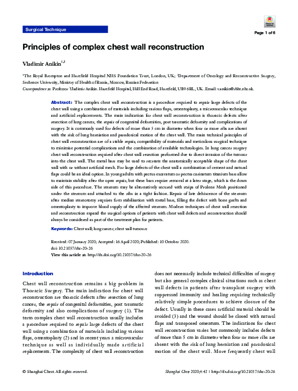 (PDF) Principles of complex chest wall reconstruction