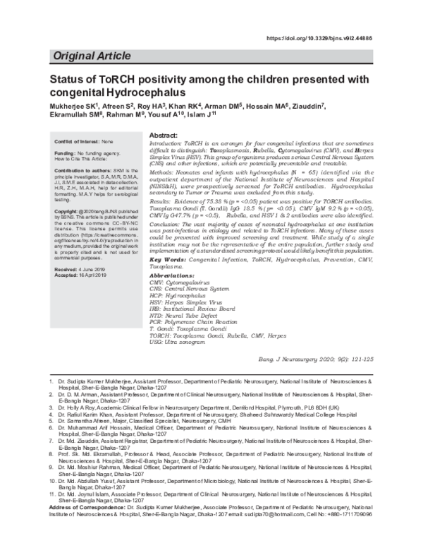 (PDF) Status of ToRCH positivity among the children presented with ...