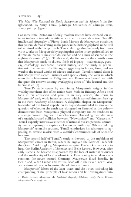 (PDF) The Man who Flattened the Earth: Maupertuis and the Sciences in ...