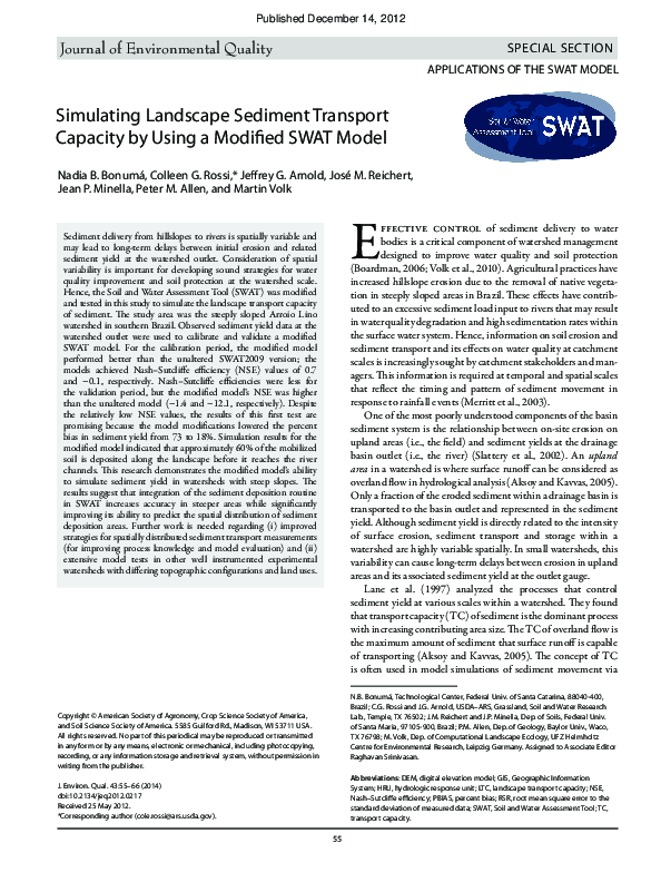 (PDF) Simulating Landscape Sediment Transport Capacity by Using a ...