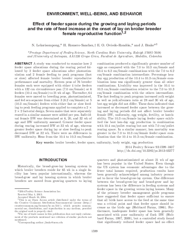 (PDF) Effect of feeder space during the growing and laying periods and ...